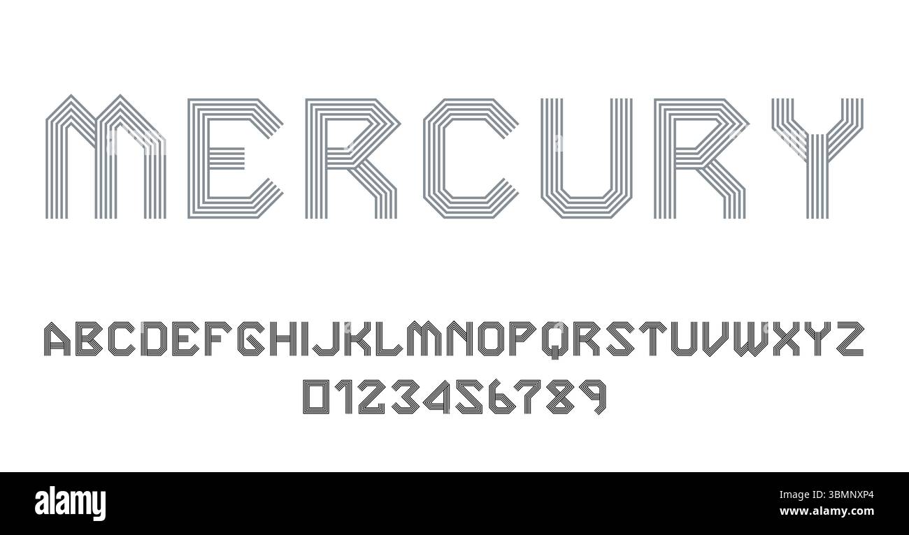 Set of alphabets font letters and numbers modern abstract design with ...