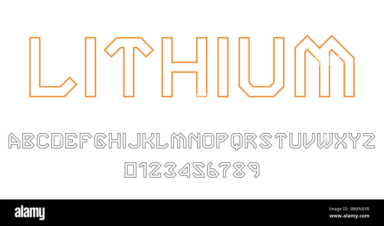Set of alphabets font letters and numbers modern abstract design with ...