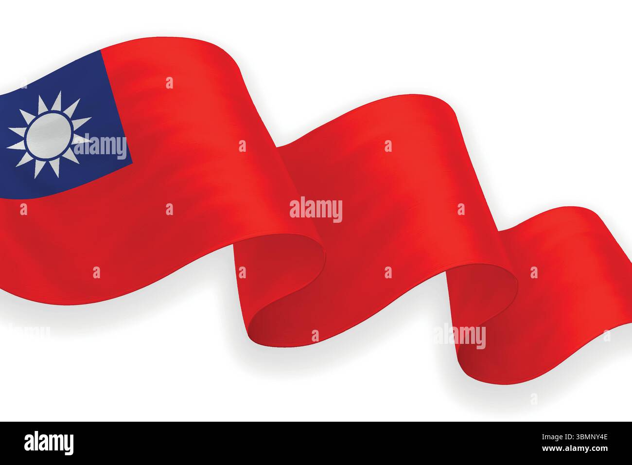 Taiwan waving flag with bright colors on clean background Stock Vector ...