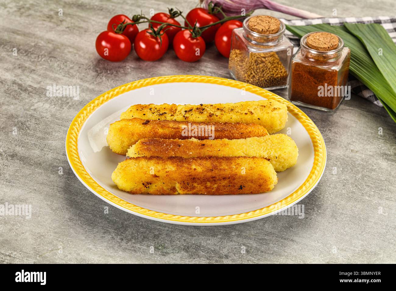 Crispy breaded mozarella cheese sticks appetizer Stock Photo - Alamy