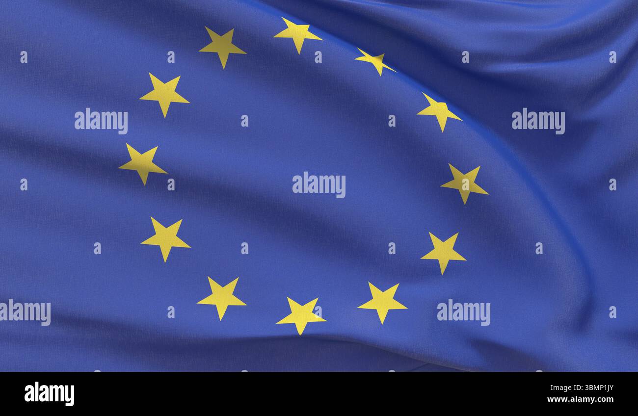 Official EU flag. European Union Flag. 3D illustration Stock Photo - Alamy