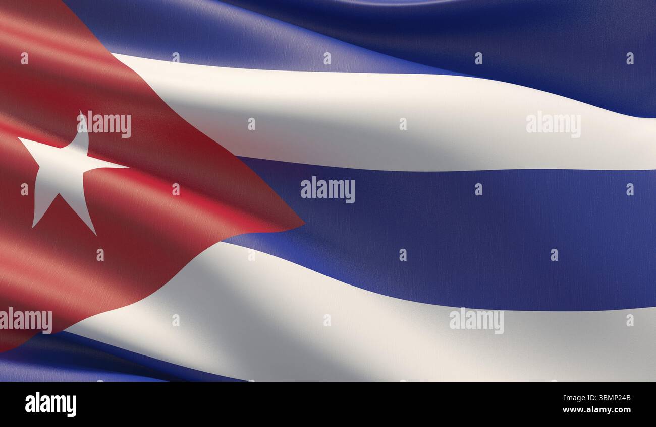 High resolution close-up flag of Cuba. 3D illustration Stock Photo - Alamy