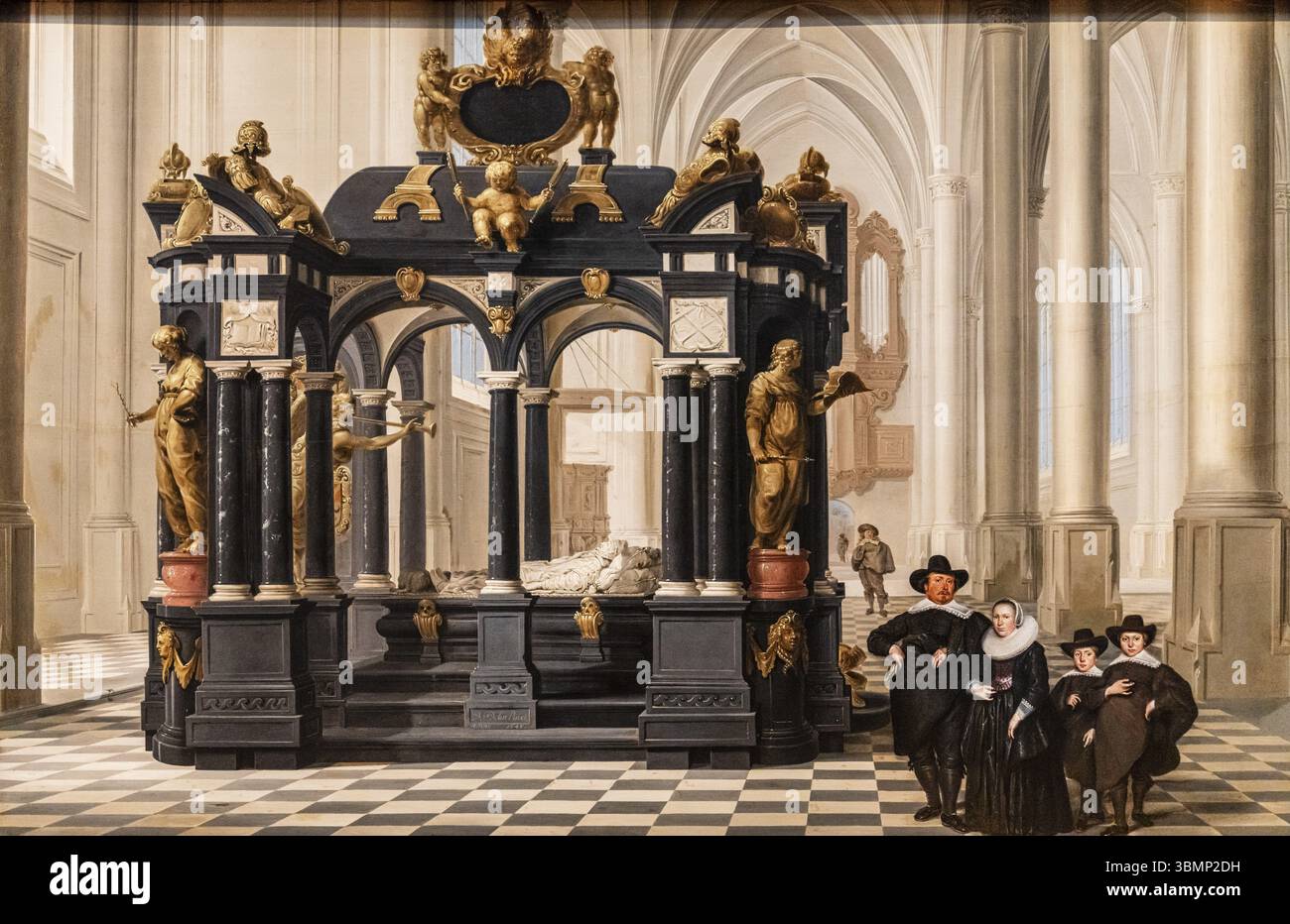 A Family beside the Tomb of Prince William in the Nieuwe Kerk, Delft ...