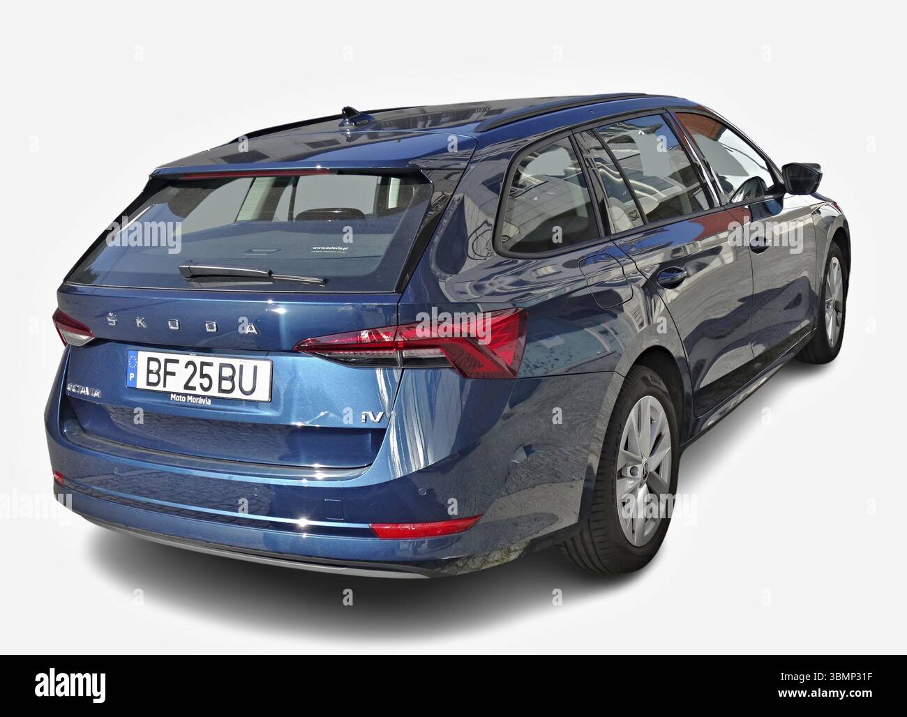 Modern blue skoda Octavia Combi IV station wagon isolated on white ...