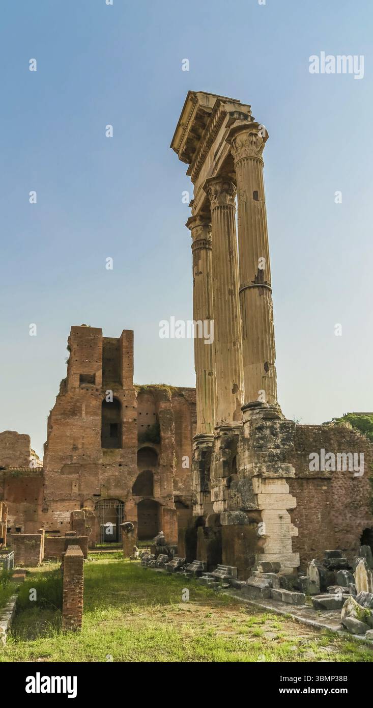 Ancient ruins in Roman Forum, Rome, Italy. Colonnade and historical ...
