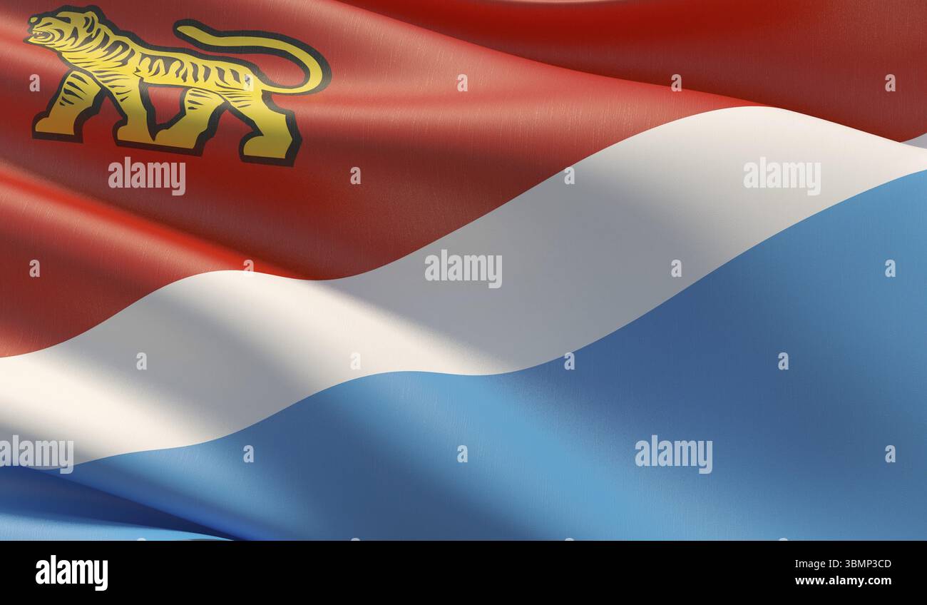 High resolution close-up 3D illustration. Flags of the federal subjects ...