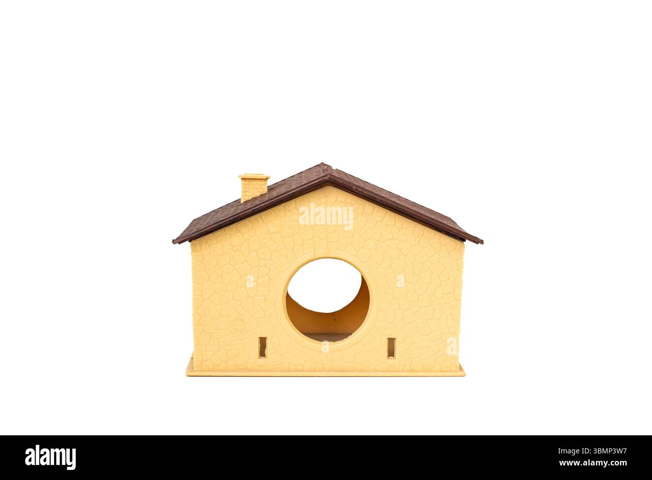 Miniature Yellow Toy House with Circular Opening Isolated on White ...