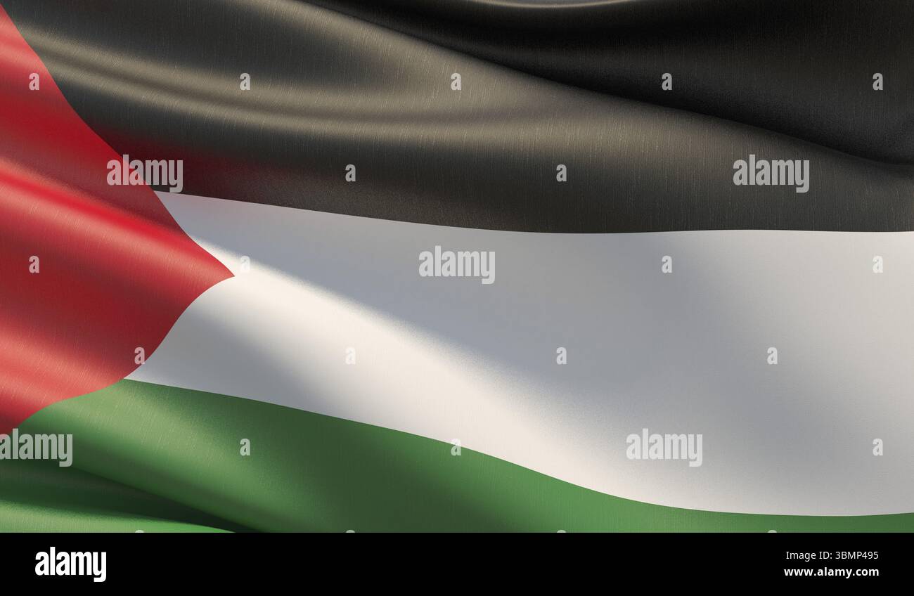 High resolution close-up flag of Palestine. 3D illustration Stock Photo ...