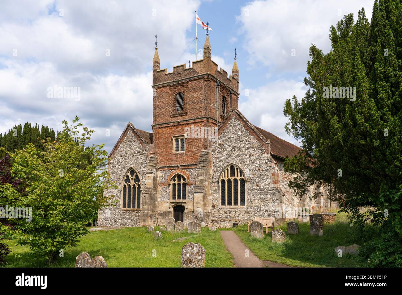 Historic Grade I listed All Saints Church with a crenelated parapet ...