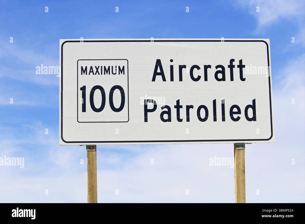Closeup of an Aircraft Patrolled Sign with Maximum Speed Limit Stock ...