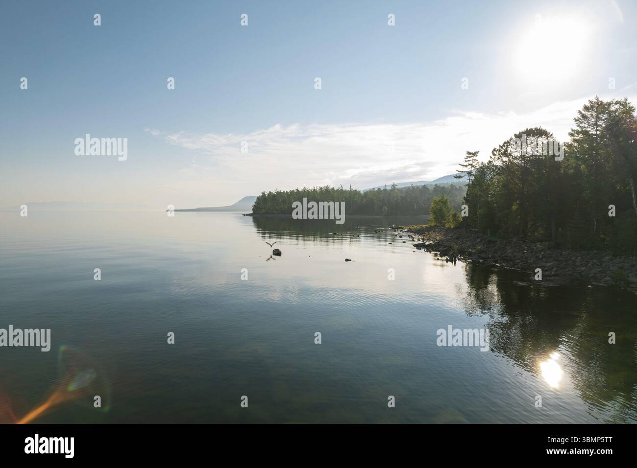 Summertime imagery of Lake Baikal in morning is a rift lake located in ...