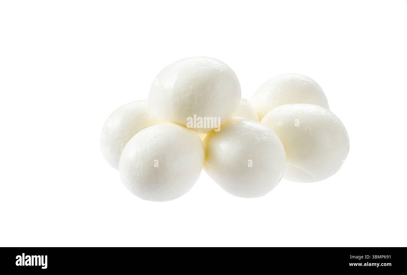 Heap of baby mozzarella cheese balls isolated on a white background ...