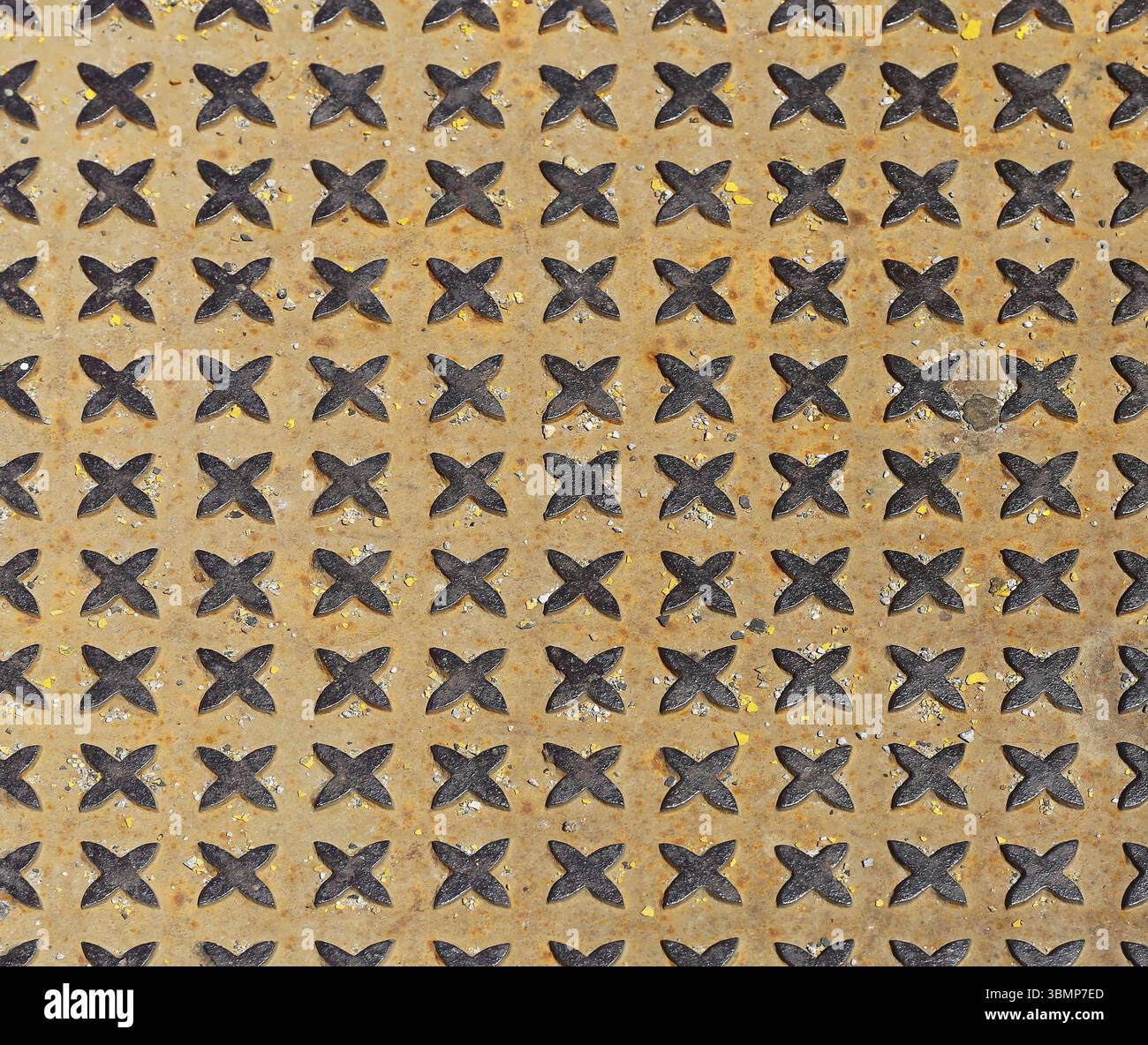 Rugged Industrial Floor With X Pattern Iron Metal Stock Photo - Alamy