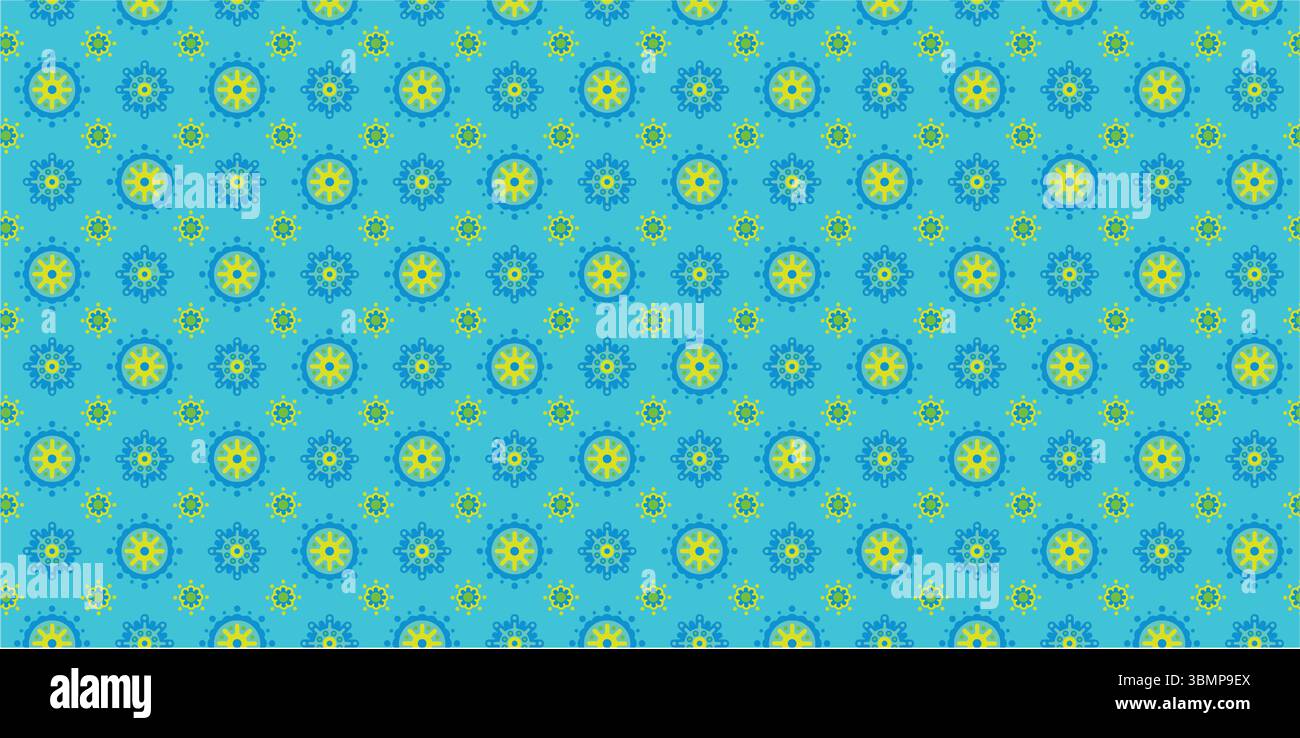 Elegant bright aqua blue Floral Geometric Seamless Pattern on Aqua ...