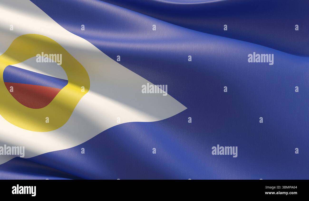 Flag of Chukotka Autonomous Okrug. High resolution close-up 3D ...