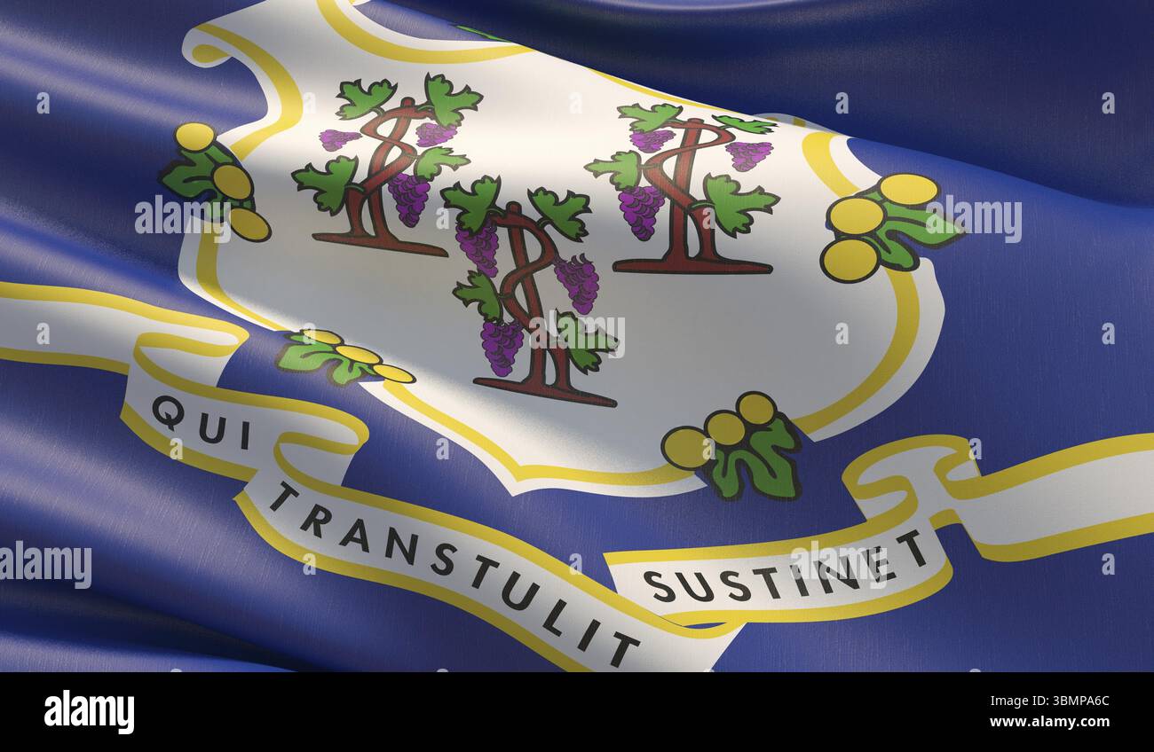 High resolution close-up Flag of Connecticut - United States of America ...