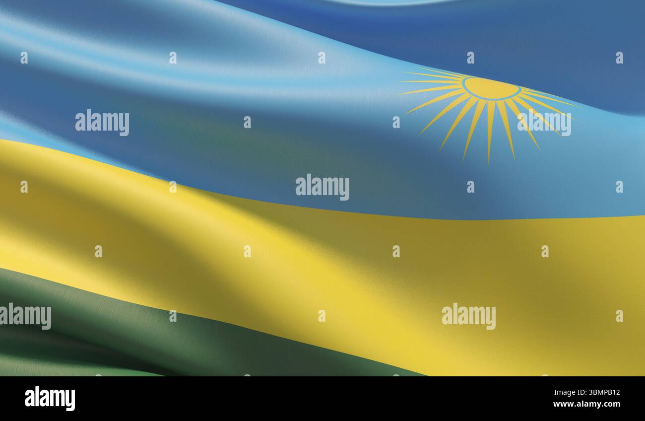 High resolution close-up flag of Rwanda. 3D illustration Stock Photo - Alamy