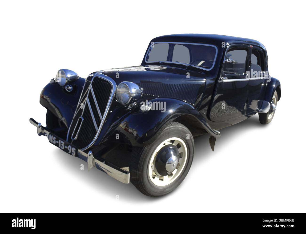 Classic Black Citroen Traction Avant on White Background Stock Photo ...