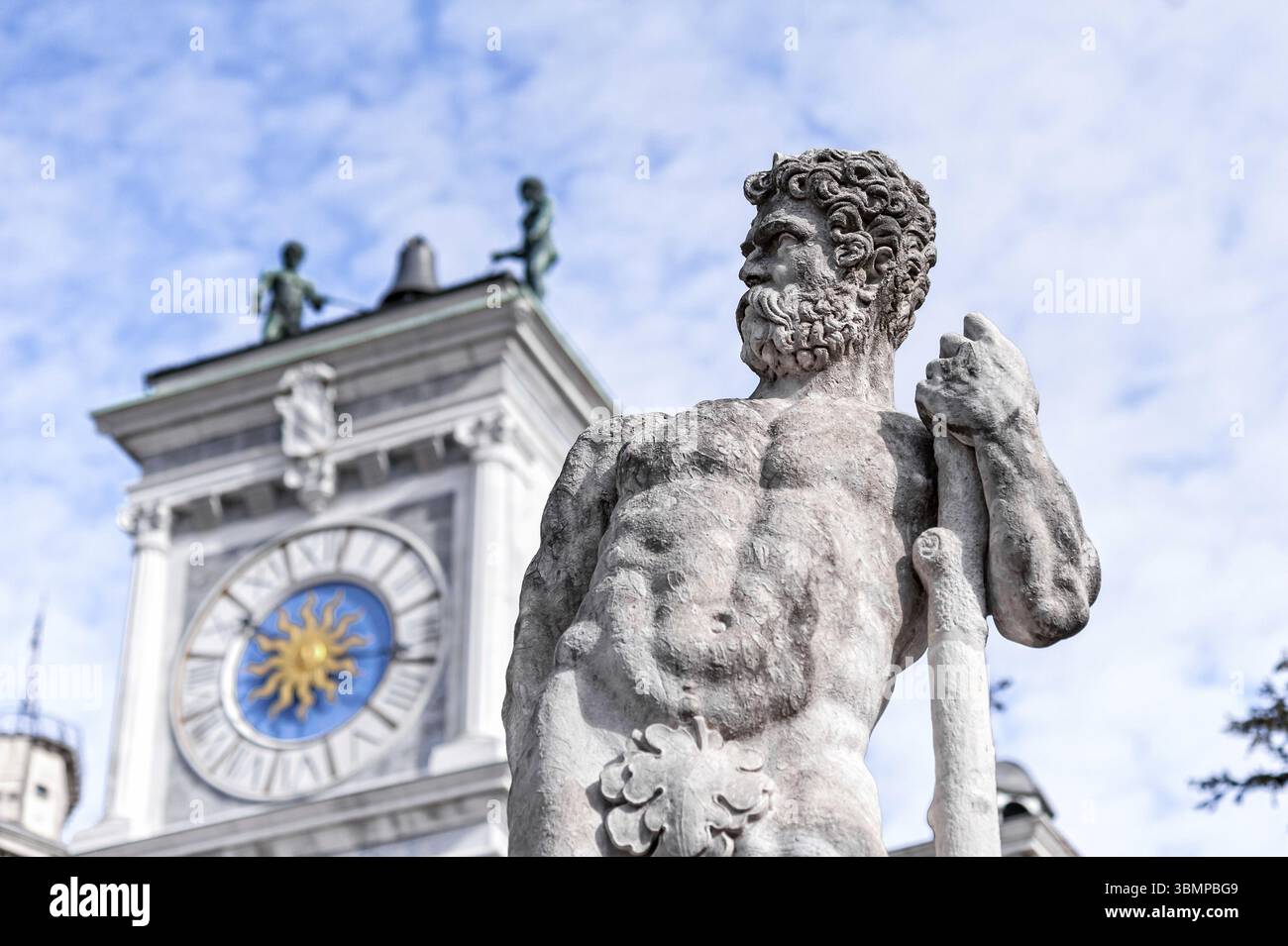 Statue of the 16 century. Statue of Hercules. Medieval art.Blurred in ...