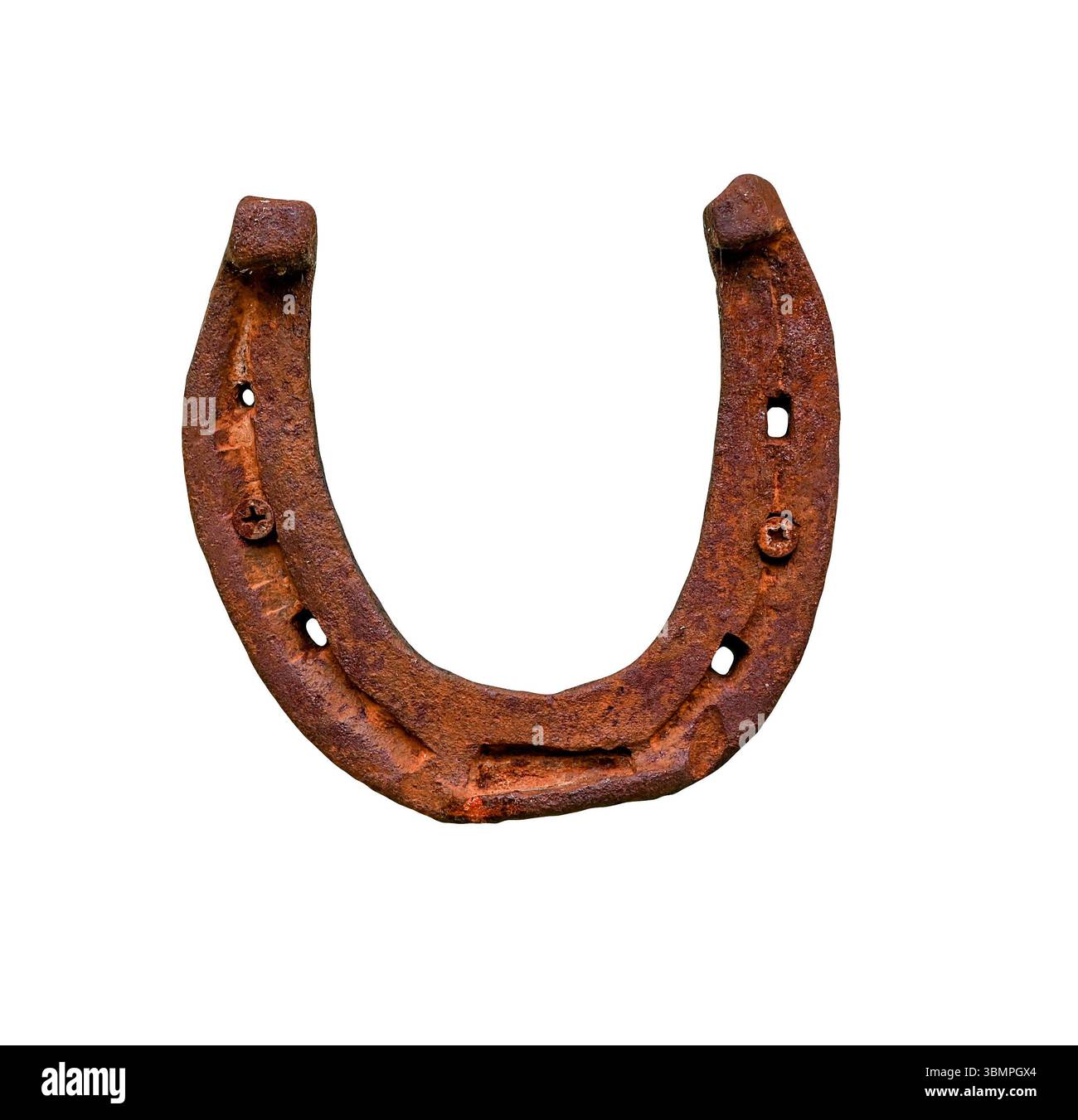 Old, rusty iron horseshoe isolated on white Stock Photo - Alamy