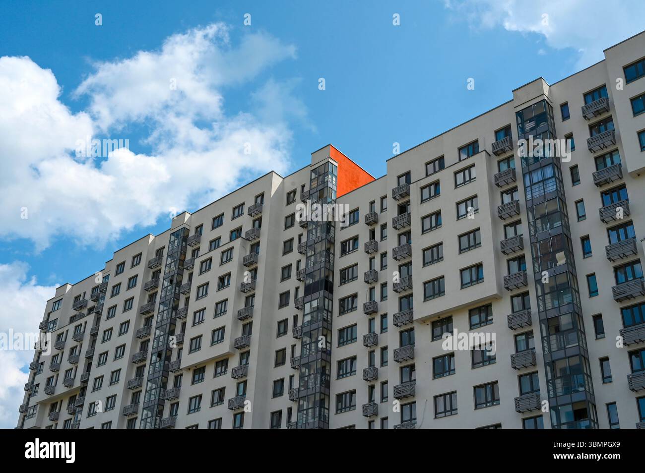 Exterior of Residential building with many windows and flats Stock ...