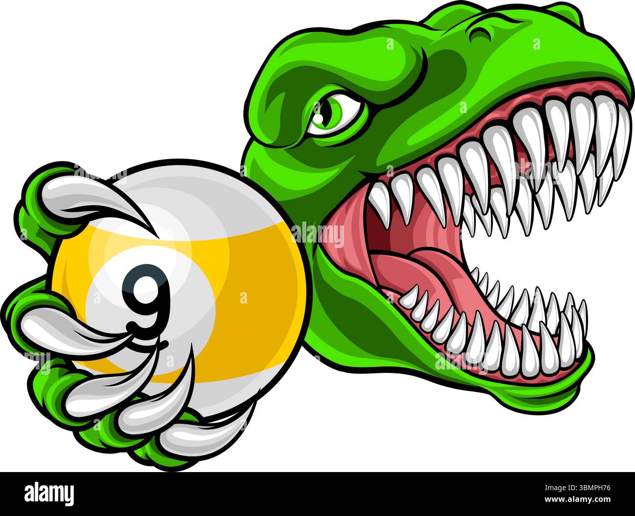 Dinosaur and 9 Ball Nine Ball Pool Cartoon Mascot Stock Vector Image ...