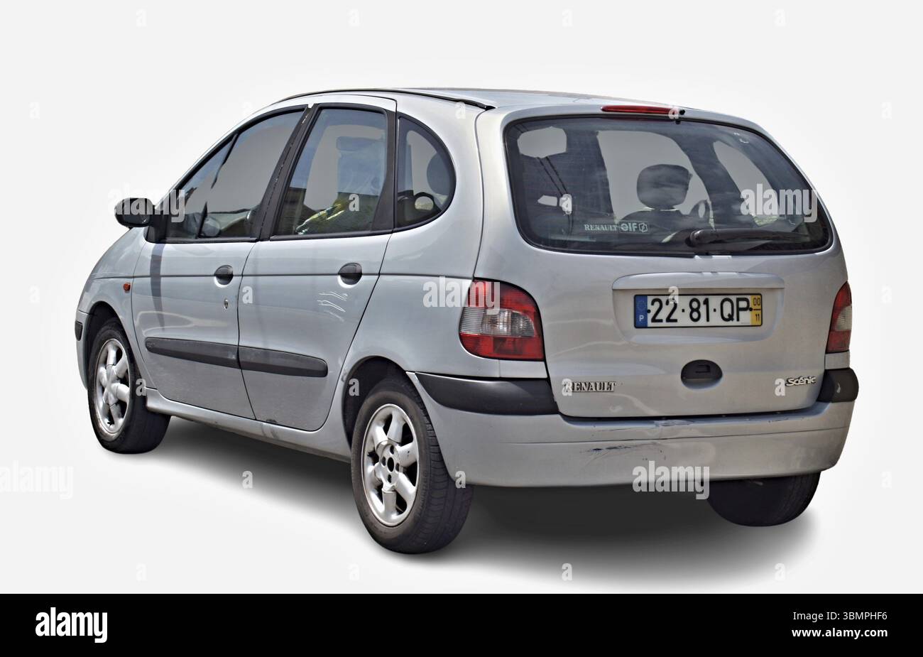 Silver Renault Scenic minivan isolated on white background Stock Photo ...