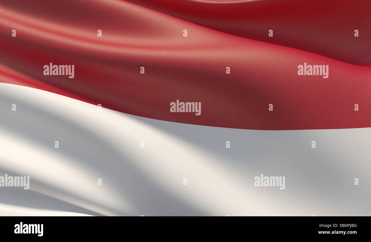 High resolution close-up flag of Monaco. 3D illustration Stock Photo ...