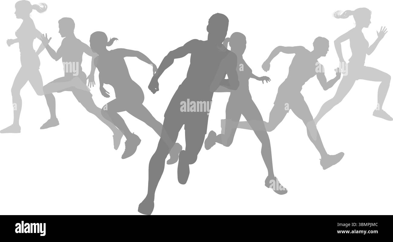 Silhouette Runners Running Sports Silhouettes Set Stock Vector Image ...