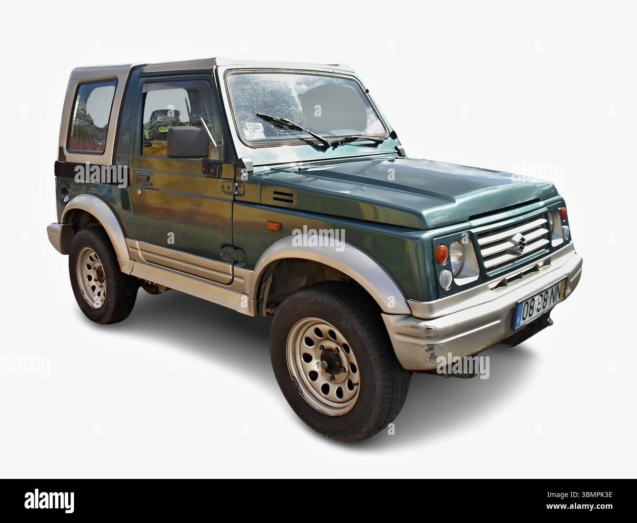 Green Suzuki Samurai SUV standing still isolated on white background ...