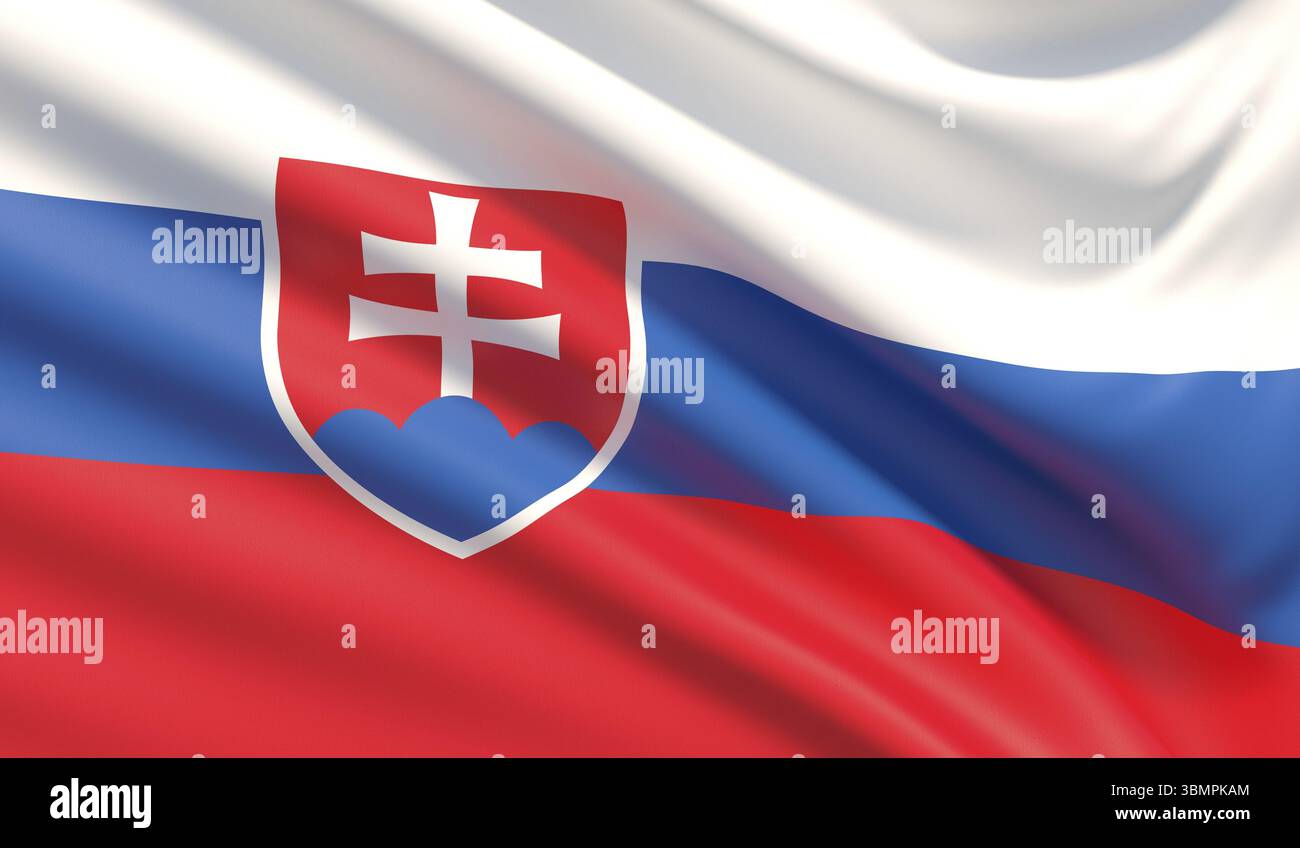 Flag of Slovakia. Waved highly detailed fabric texture Stock Photo - Alamy