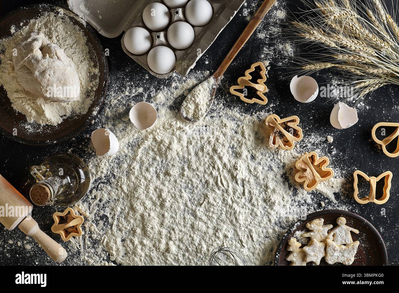 The process of making cookie. Cooking dough for cookies, butter, eggs ...