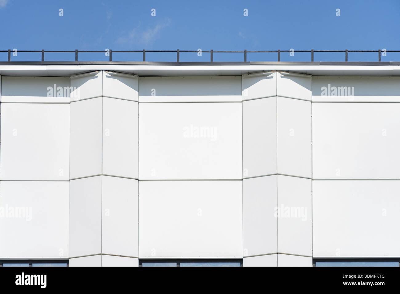 New building facade in housing complex. Modern style in architecture ...