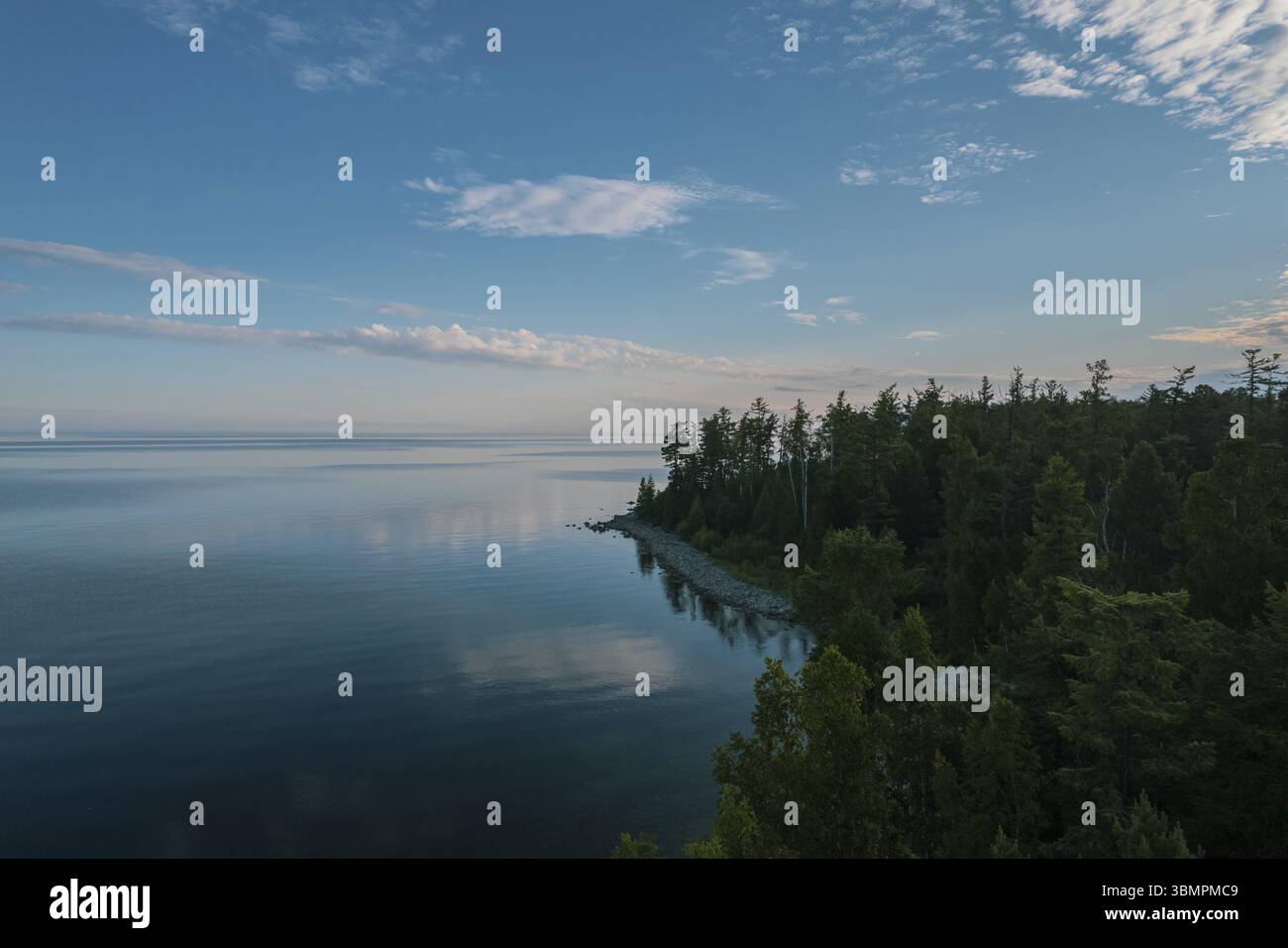 Summertime imagery of Lake Baikal in morning is a rift lake located in ...