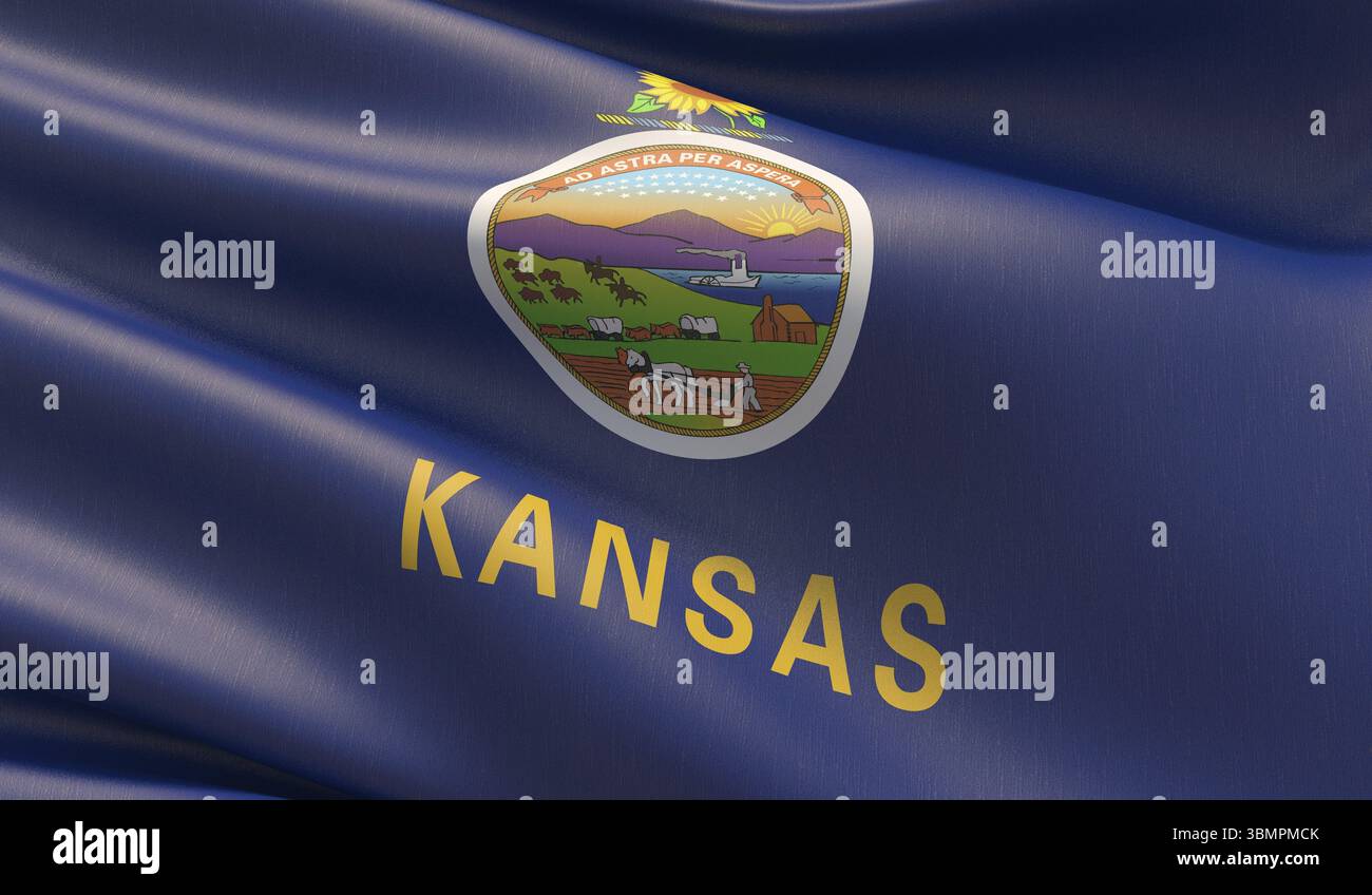 High resolution close-up Flag of Kansas - United States of America ...