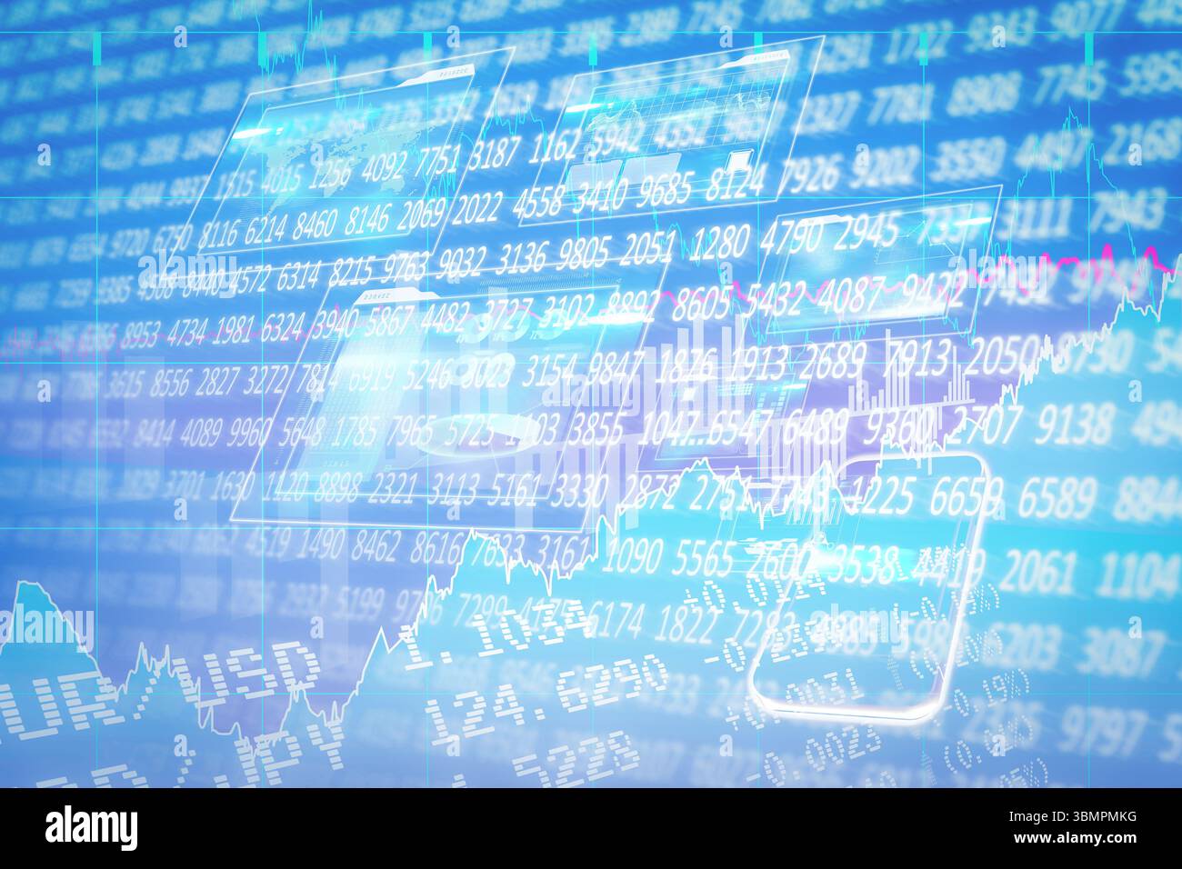 Floating holographic candlestick charts hi-res stock photography and ...