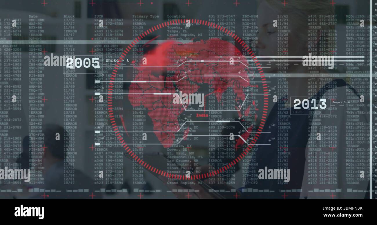 Analyzing global map data on transparent digital display by team in ...