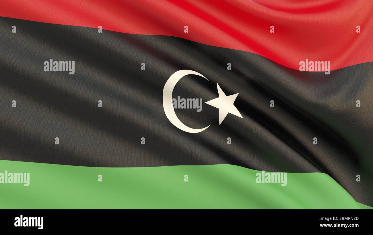 Flag of Libya. Waved highly detailed fabric texture Stock Photo - Alamy