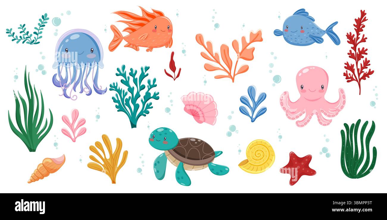 Set seaweed plants Stock Vector Images - Alamy