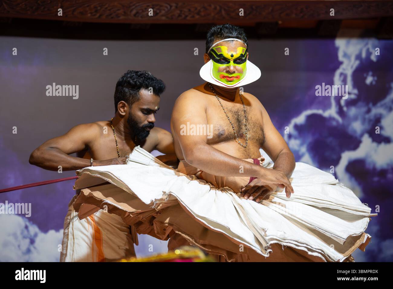 Kathakali performer gettig dreesed, Kerala, malayalam traditional ...