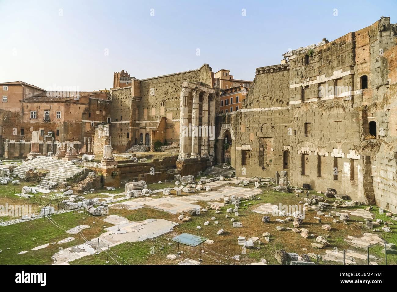 Ancient ruins in Roman Forum, Rome, Italy. Colonnade and historical ...