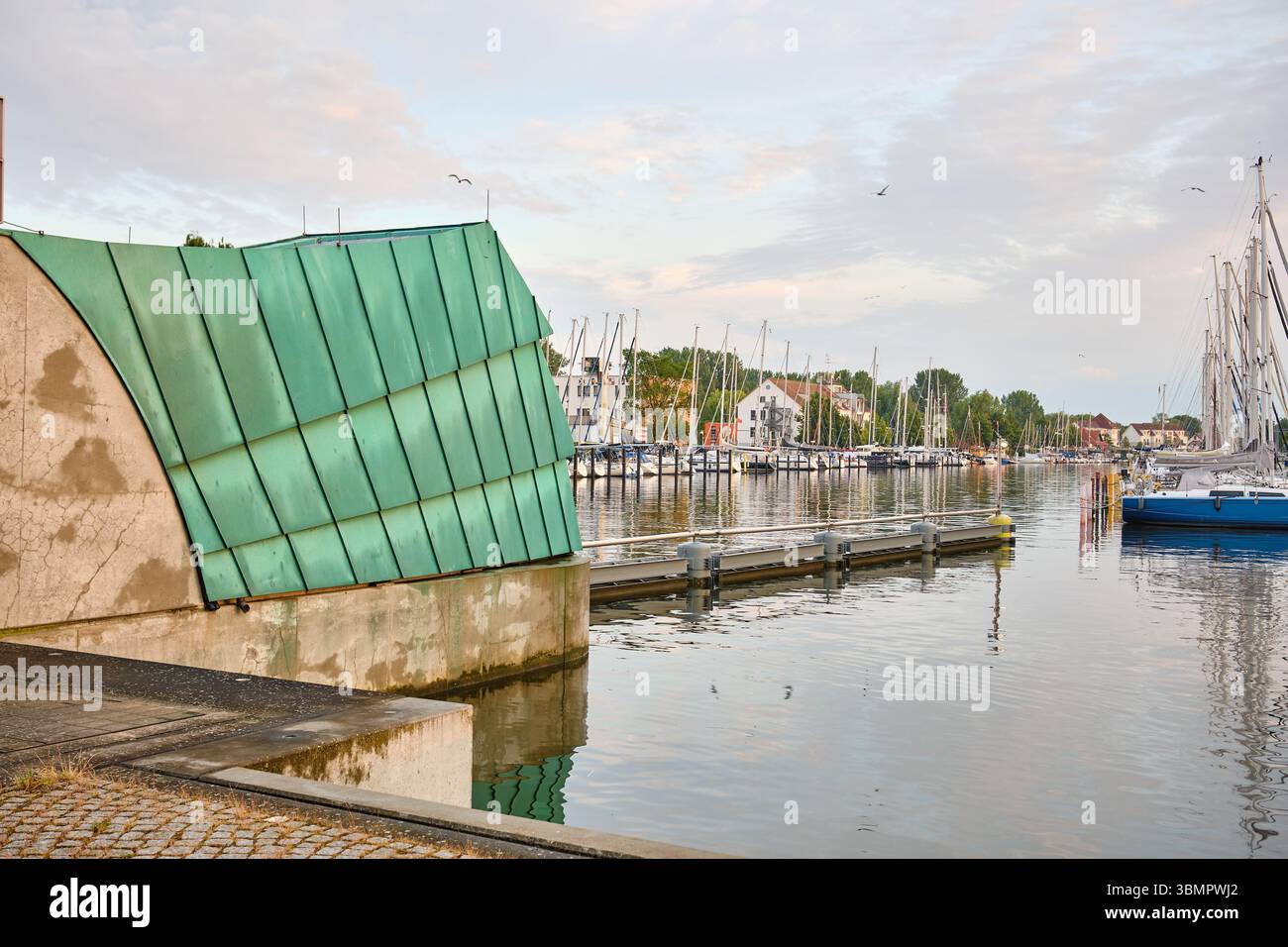 June 26, 2025 - Greifswald-Germany: Modern segment gate flood barrier ...