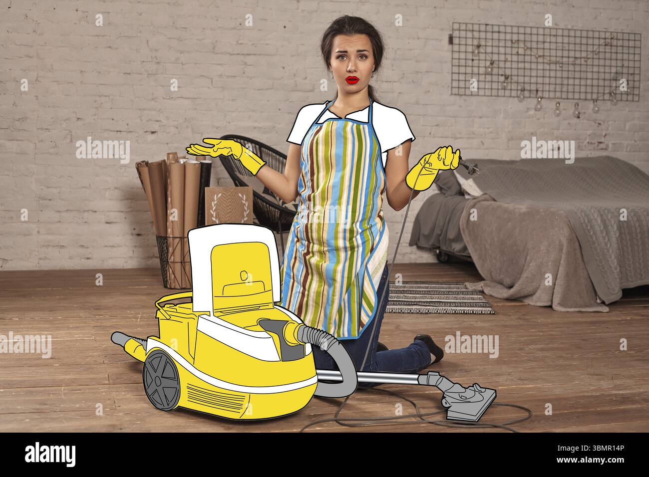 Woman posing vacuum cleaner hi-res stock photography and images - Alamy