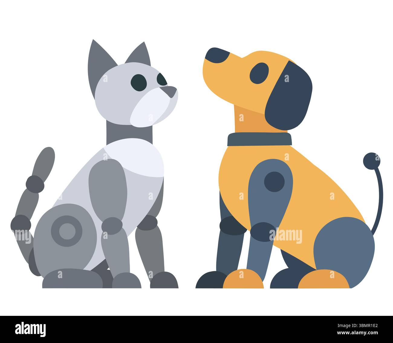 Vector set of mechanical pets clip arts. Collection of robot dog and ...