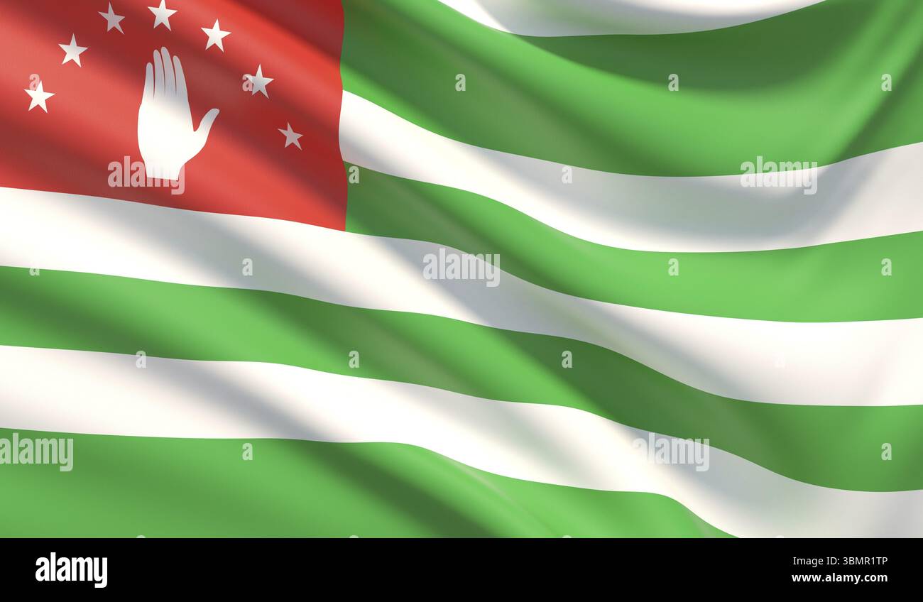 Flag of the Republic of Abkhazia. Waved highly detailed fabric texture ...