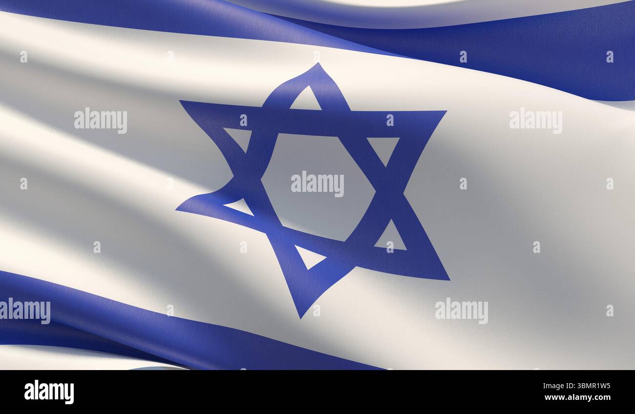 High resolution close-up flag of Israel. 3D illustration Stock Photo ...