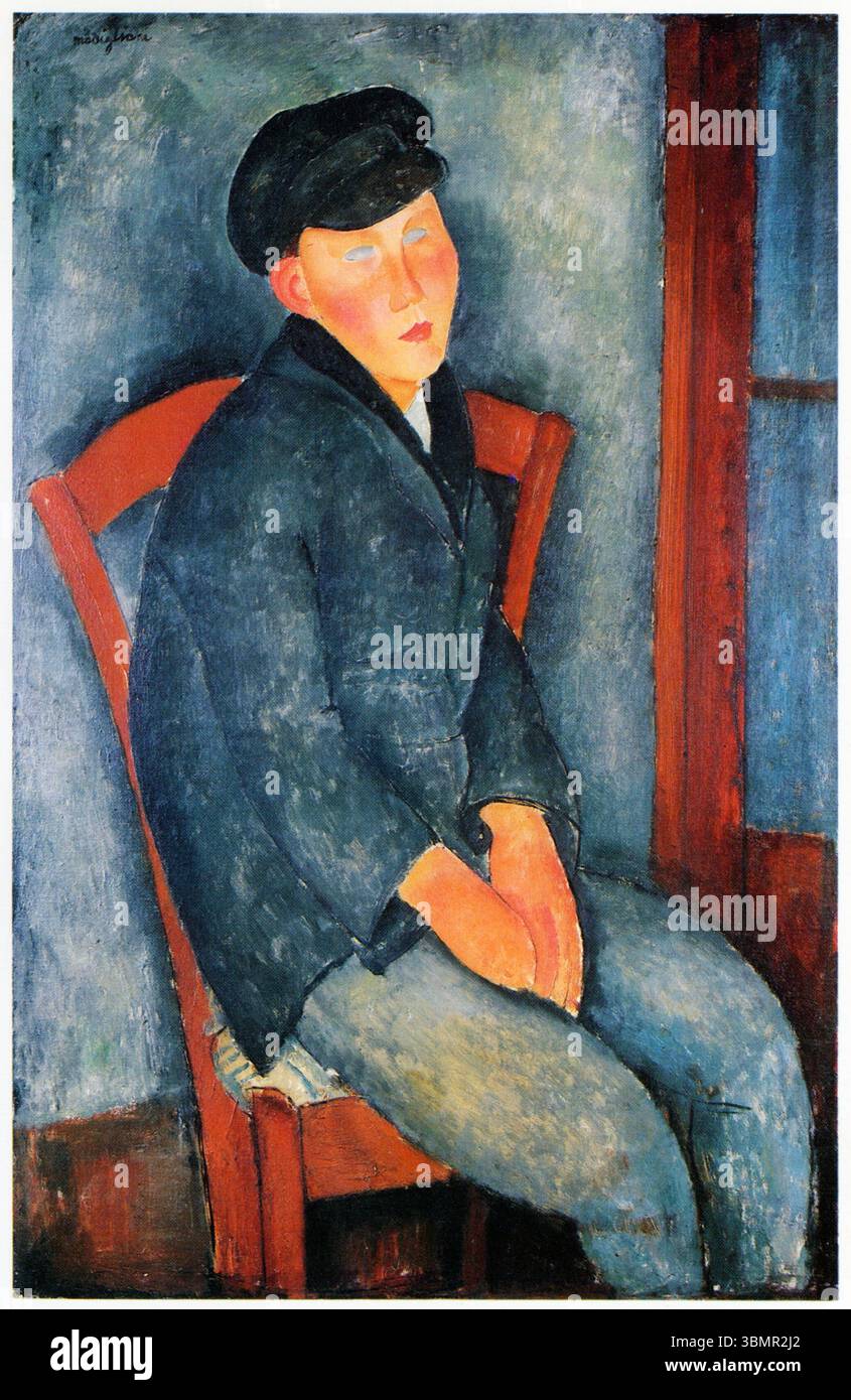 AMEDEO MODIGLIANI. JEUNE HOMME ASSIS. 1918 Stock Photo - Alamy