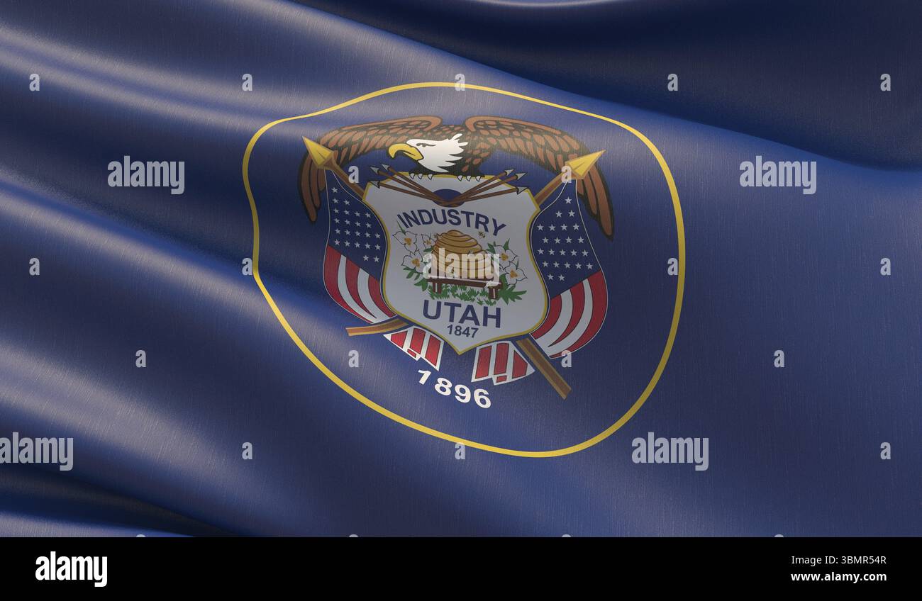 High resolution close-up Flag of Utah - United States of America states ...