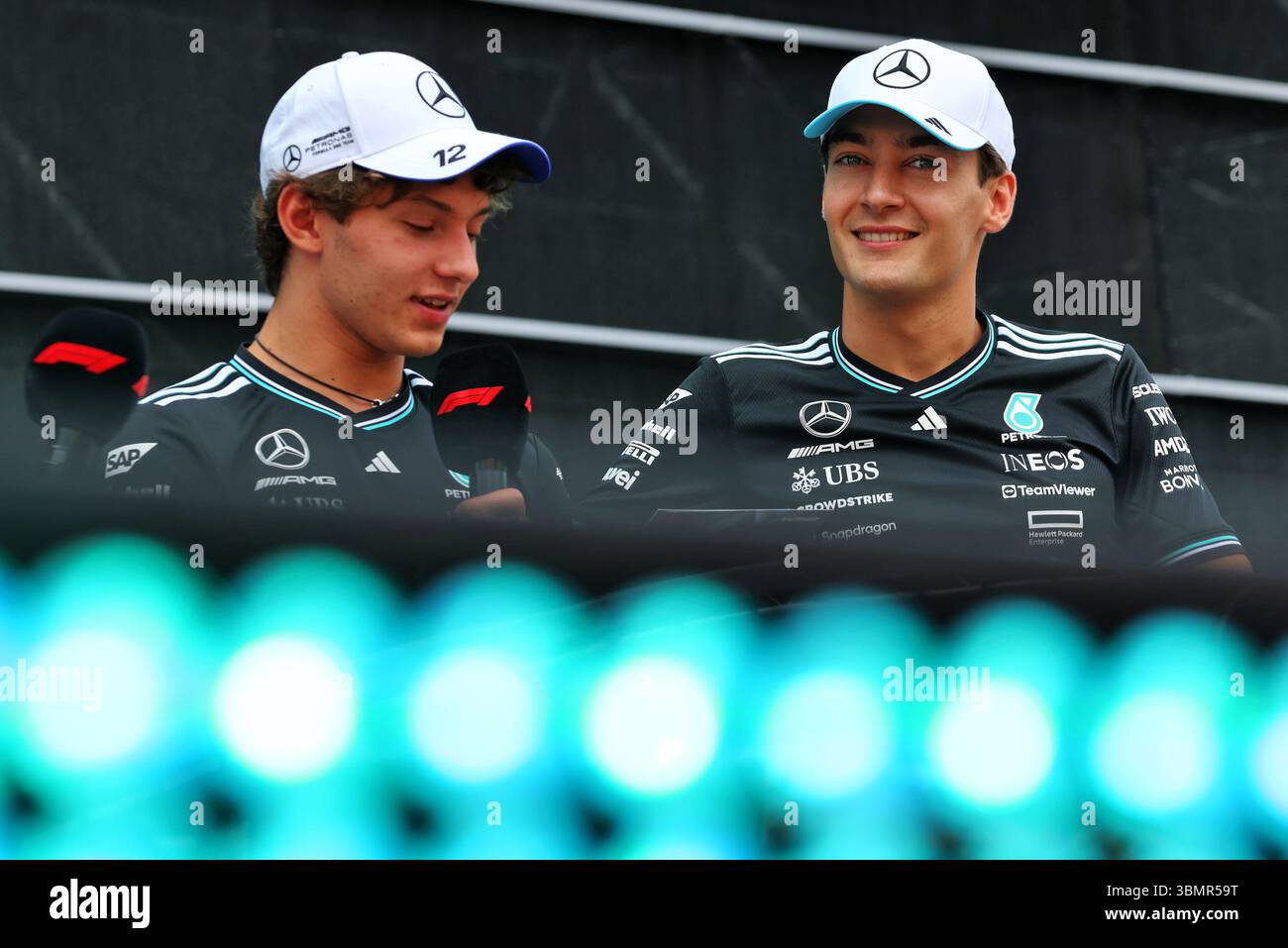 Spielberg, Austria. 28th June, 2025. (L to R): Andrea Kimi Antonelli ...