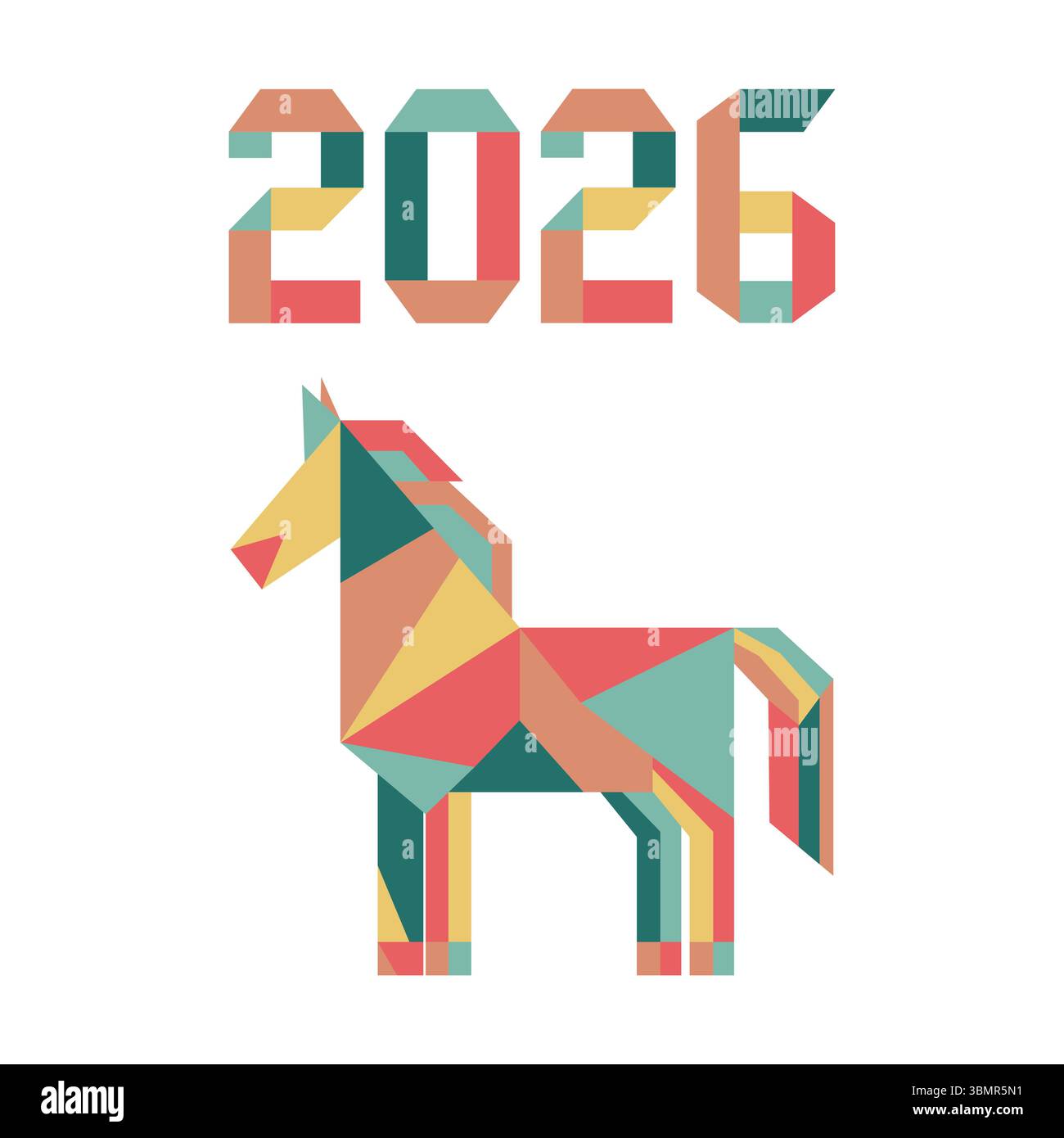 Happy new year Vector illustration Origami Symbol of 2026 on Chinese ...